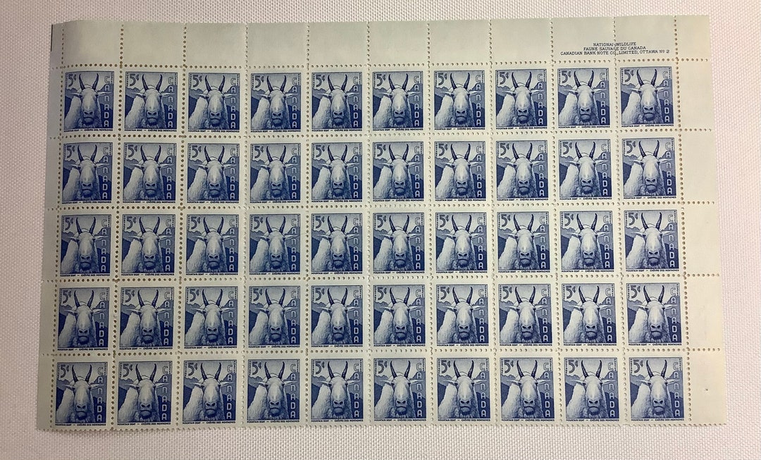 1956 Mountain Goat Canadian Stamps, Postage Stamps, 5 Cent Stamps ...