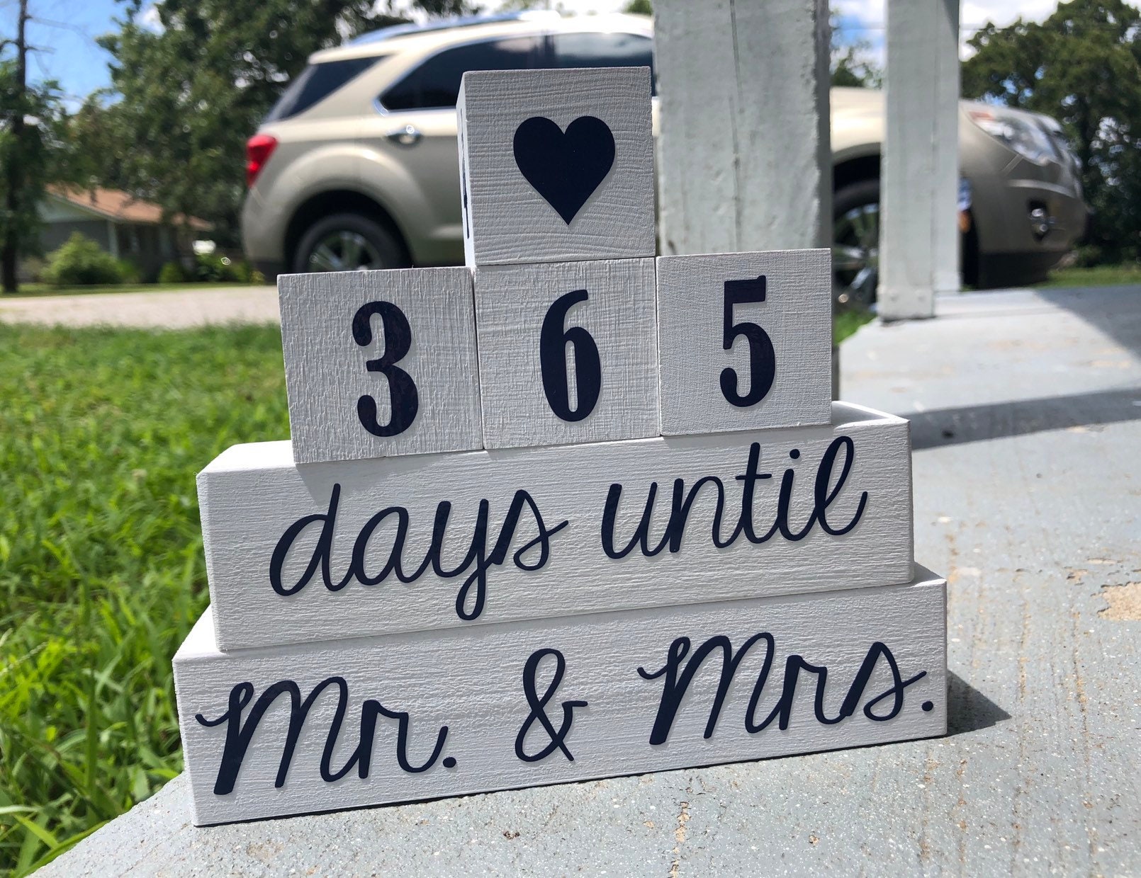 Wedding countdown blocks engagement gift Mr. and Mrs. | Etsy