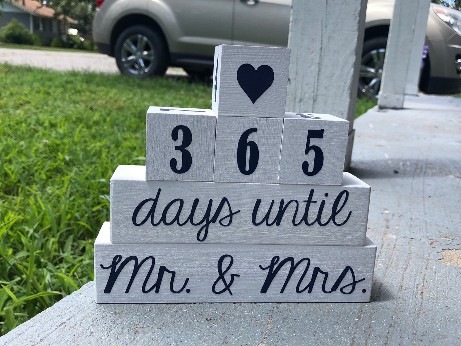 Wedding Countdown Blocks Engagement Gift Mr. and Mrs. - Etsy