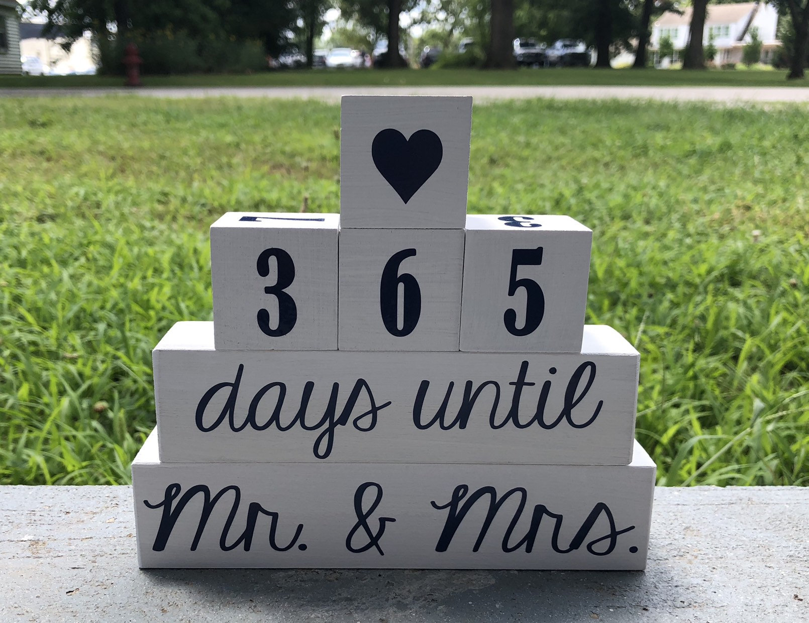 Wedding countdown blocks engagement gift Mr. and Mrs. | Etsy