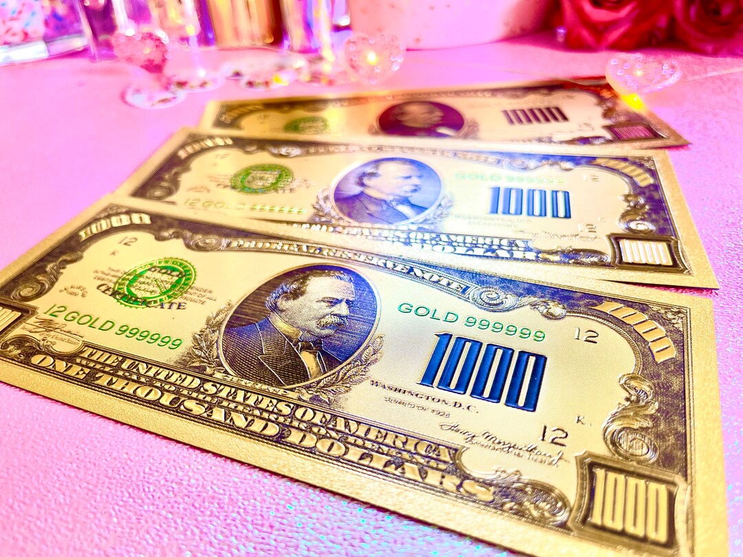 Gold 1000 Dollar Bill Placeholder 1K Cash Placeholder Slips - Etsy