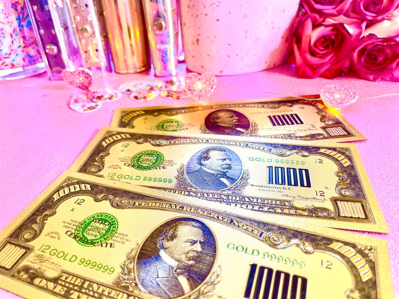 Gold 1000 Dollar Bill Placeholder 1K Cash Placeholder Slips - Etsy