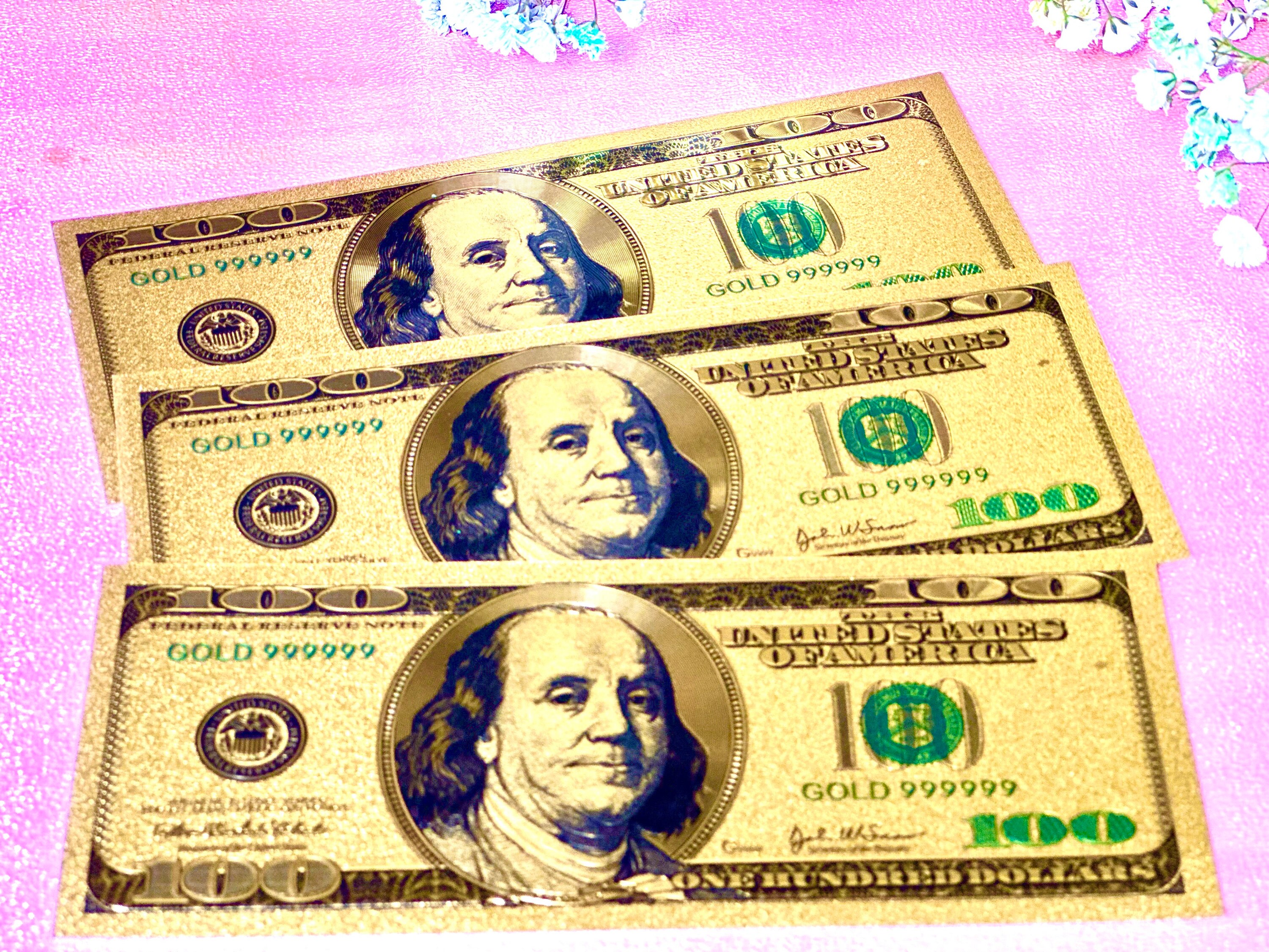 Gold 100 Dollar Bill Placeholder Cash Placeholder Slips 100, 500, 1K ...