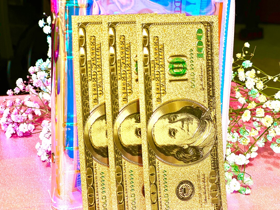 Gold 100 Dollar Bill Placeholder Cash Placeholder Slips 100, 500, 1K ...