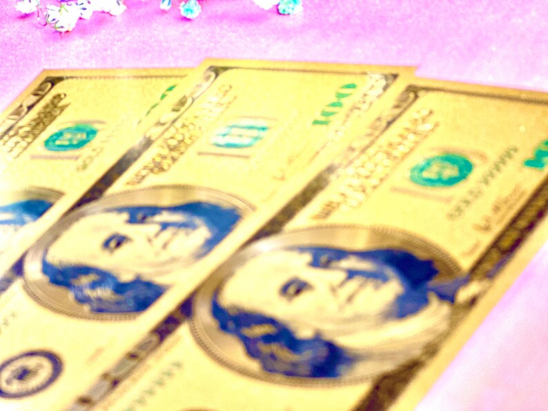 Gold 100 Dollar Bill Placeholder Cash Placeholder Slips 100, 500, 1K ...
