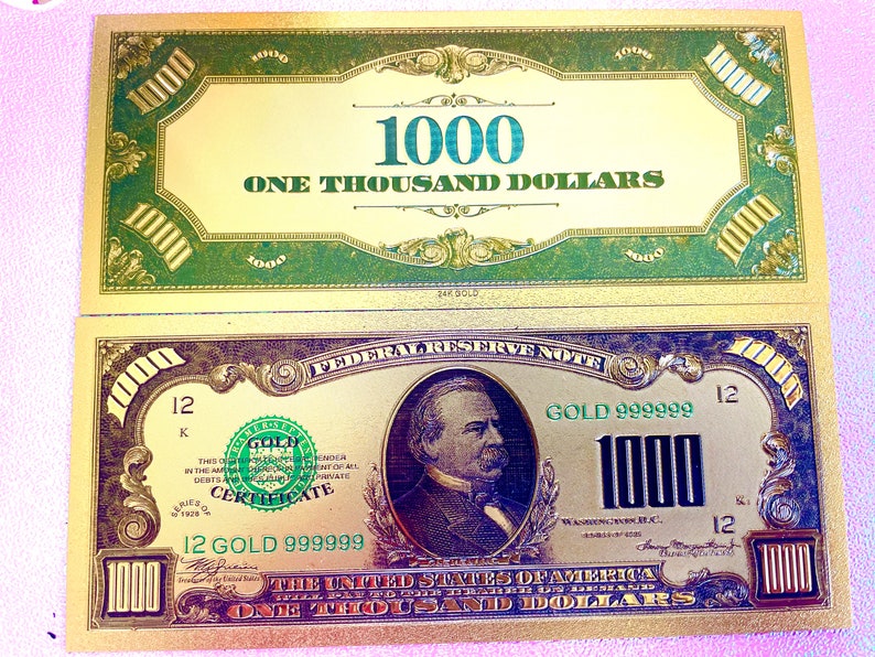 Gold 1000 Dollar Bill Placeholder 1K Cash Placeholder Slips - Etsy