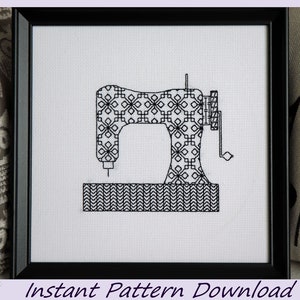 Blackwork Vintage Sewing Machine (instant Download PDF Design) - Etsy