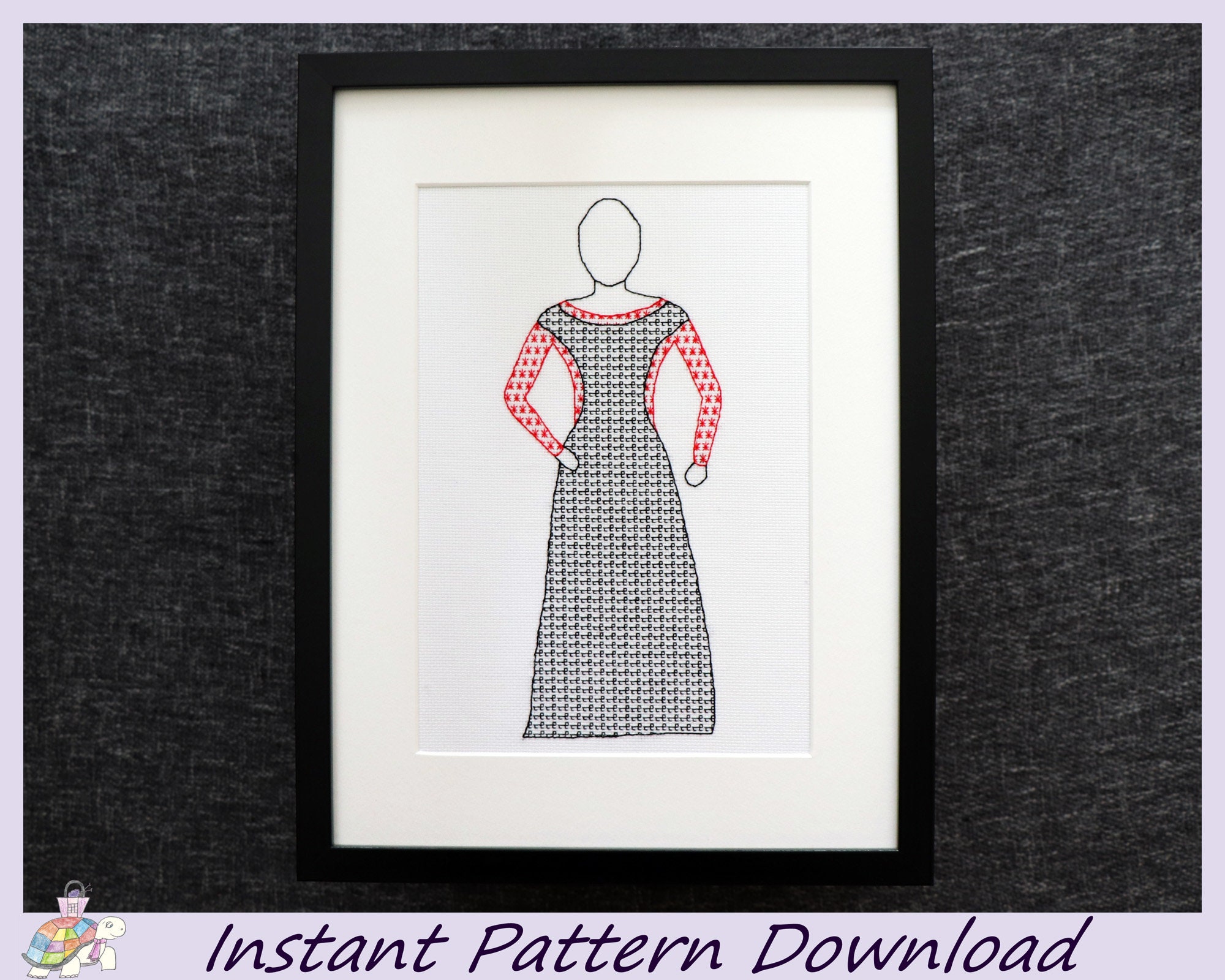 Medieval Dress Blackwork Pattern instant Download PDF Design - Etsy