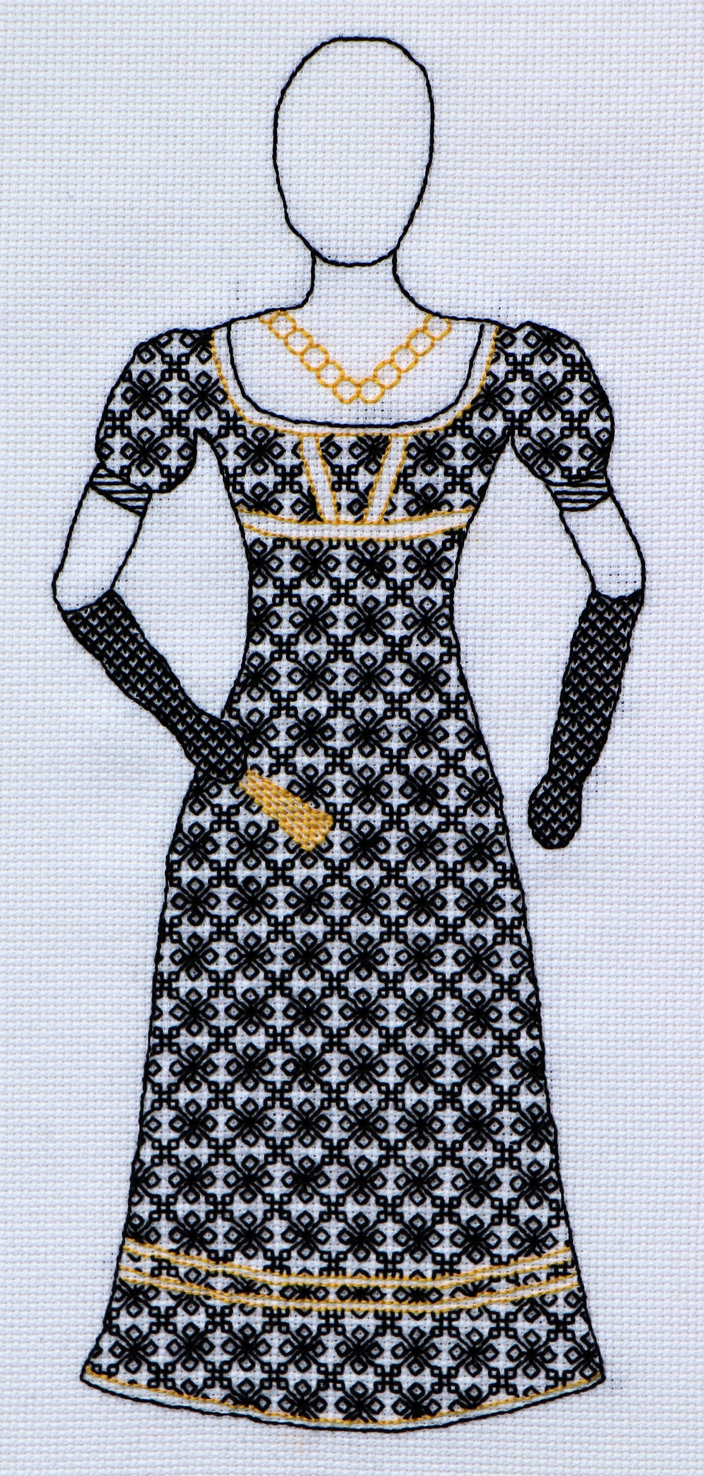Regency Ball Gown Blackwork Pattern (instant Download PDF Design) - Etsy