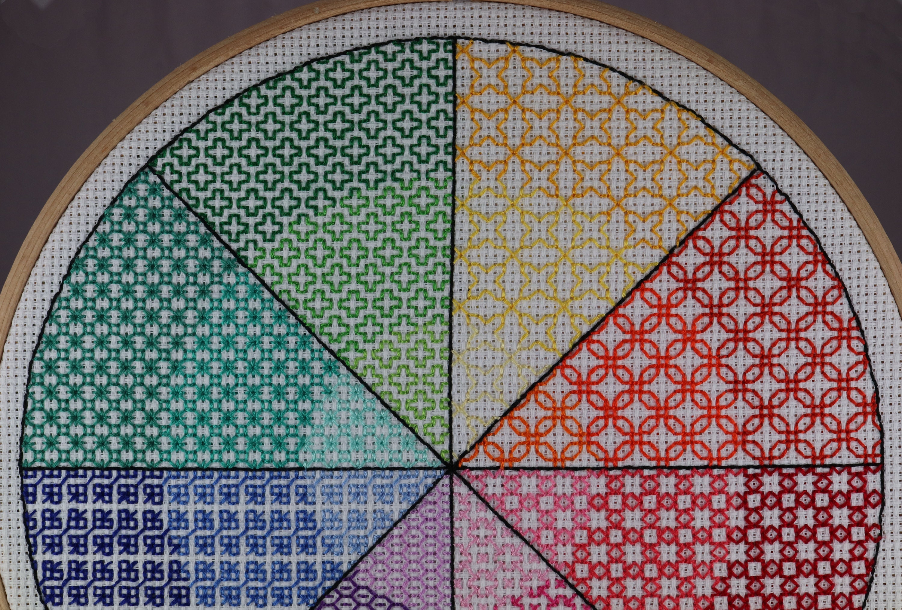 Coloured Blackwork Circle Pattern instant Download PDF - Etsy