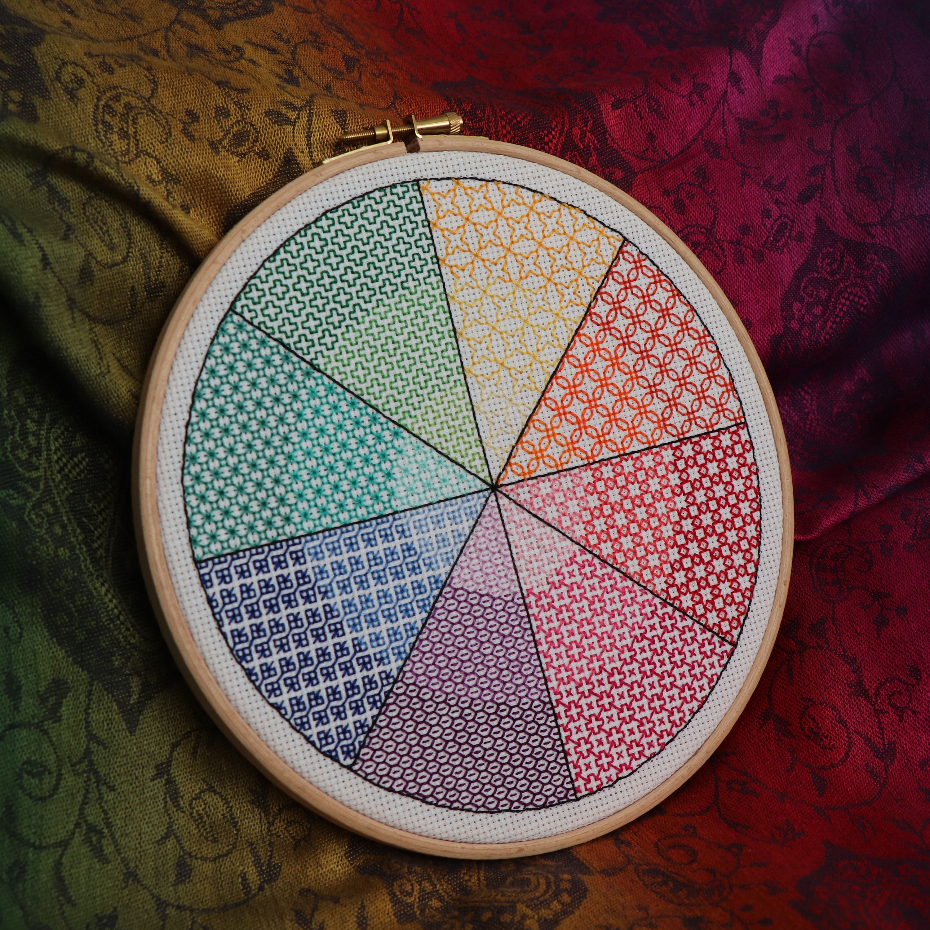 Coloured Blackwork Circle Pattern instant Download PDF - Etsy