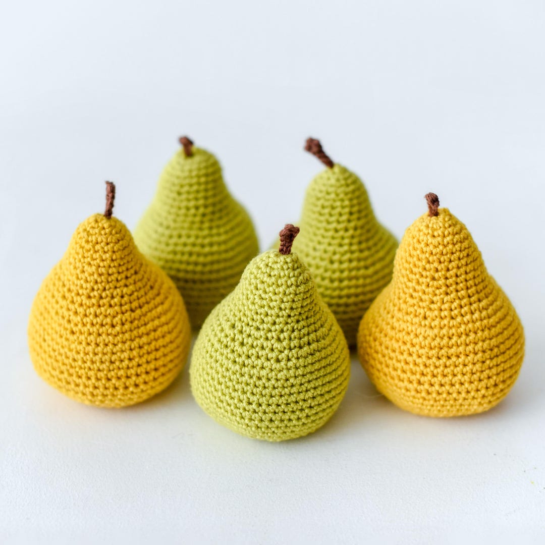 Crocheted Pear-shaped Fruit Toy - Play Kitchen - Play Shop - Children's ...