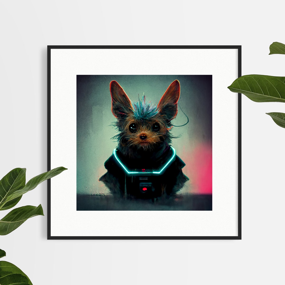 Yorkie Cyber Punk Dog Art Pet Art Printable Wall Art 8x8 12x12 Digital ...