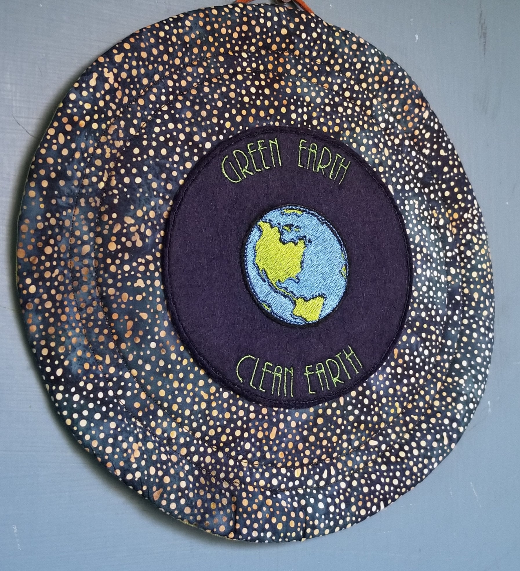 Earth Day Circular Wall Hanging or Trivet, Embroidered Design and Quote ...