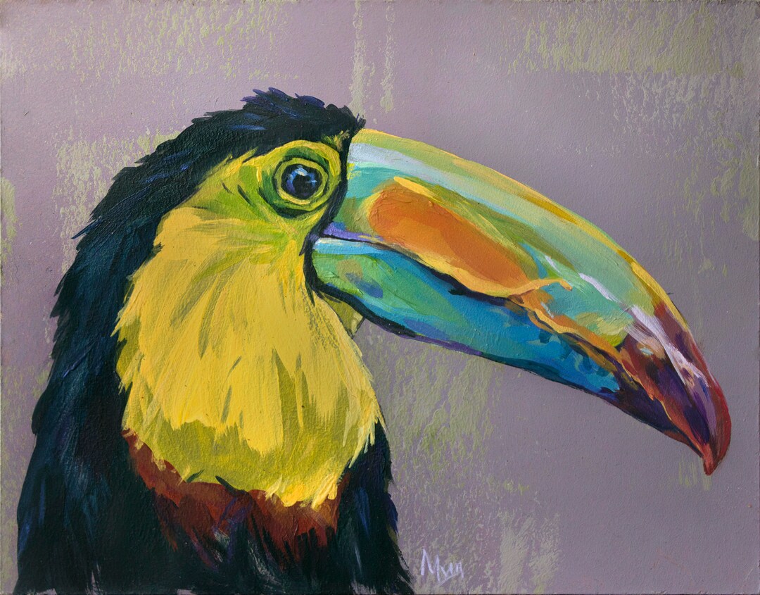 Toucan Painting, Bird Acrylic Painting, Framed Painting, Toucan Wall ...