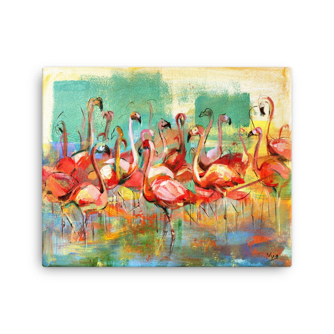 Flamingo Canvas Print, Flamingo Wall Art, Flamingo Painting, Tropical ...