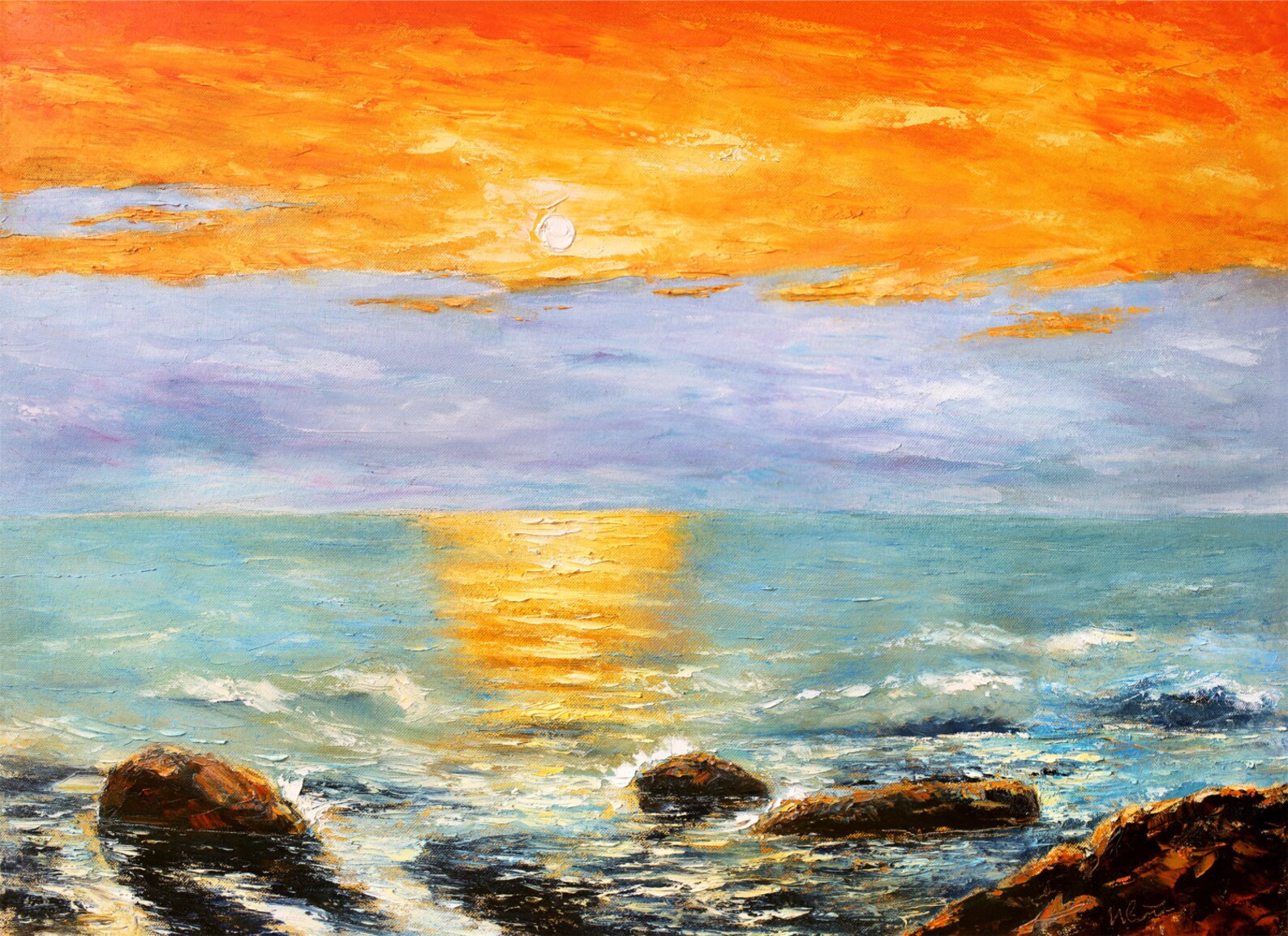 Sunset Painting Canvas Oil Painting Impasto Painting | Etsy