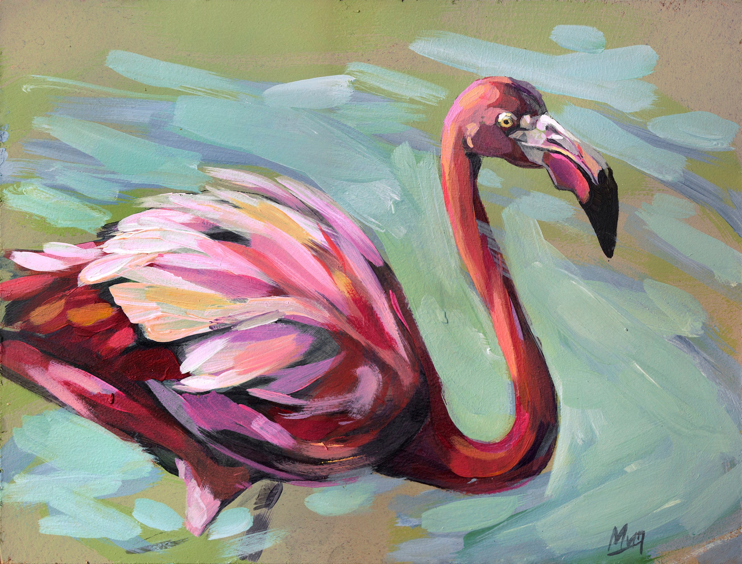 Flamingo Painting Acrylic