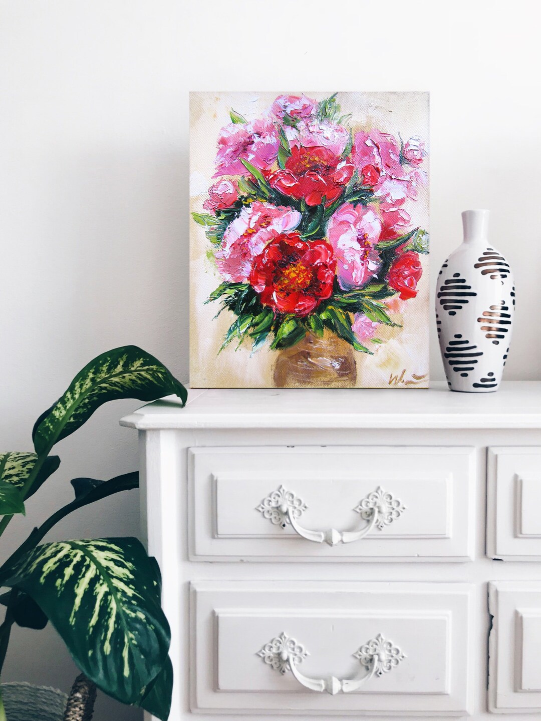 Peonies Canvas Print, Canvas Wall Art, Peony Wall Art Print, Pink ...