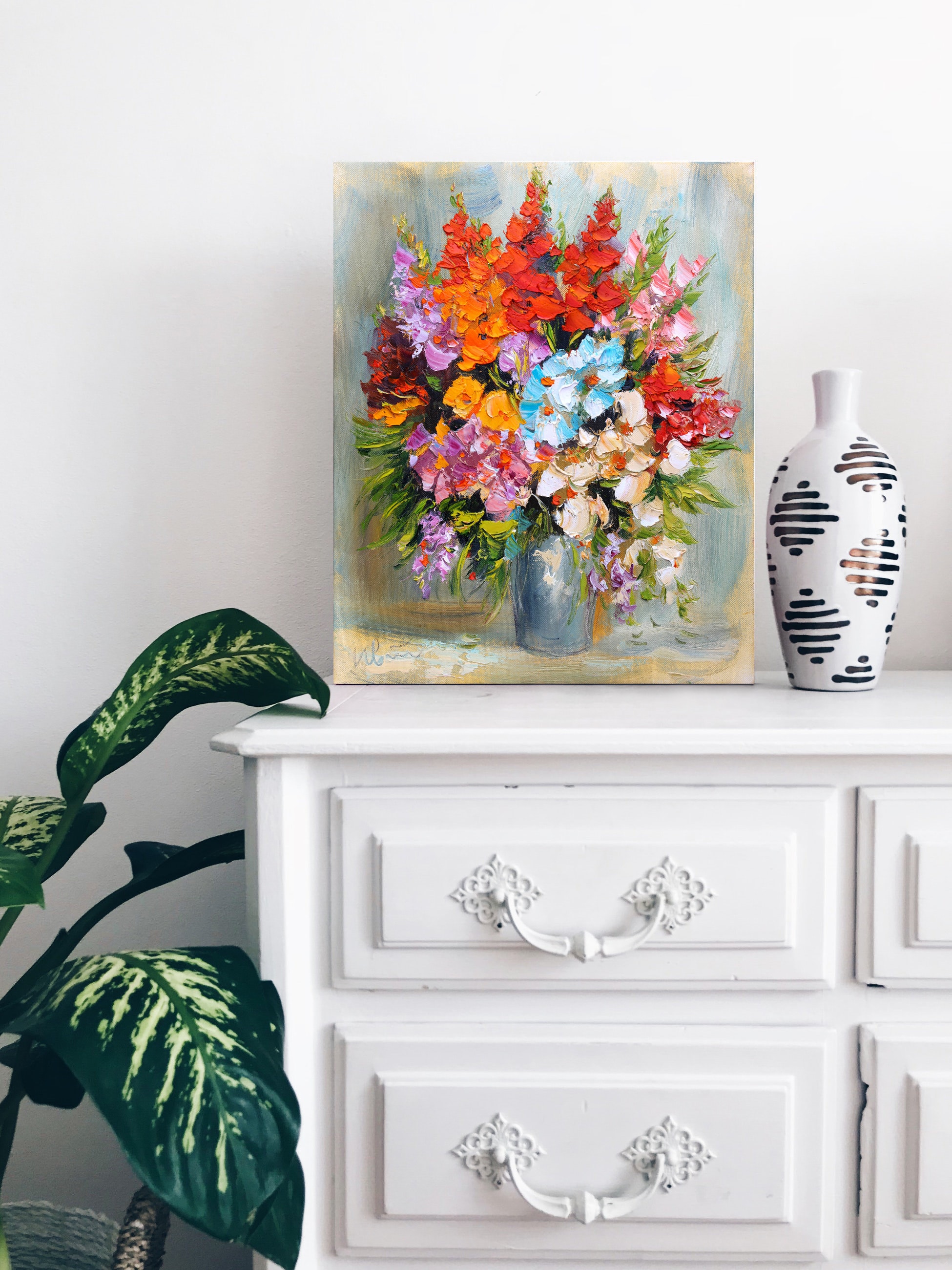 Flower Canvas Print Floral Wall Art Colorful Print Painting - Etsy