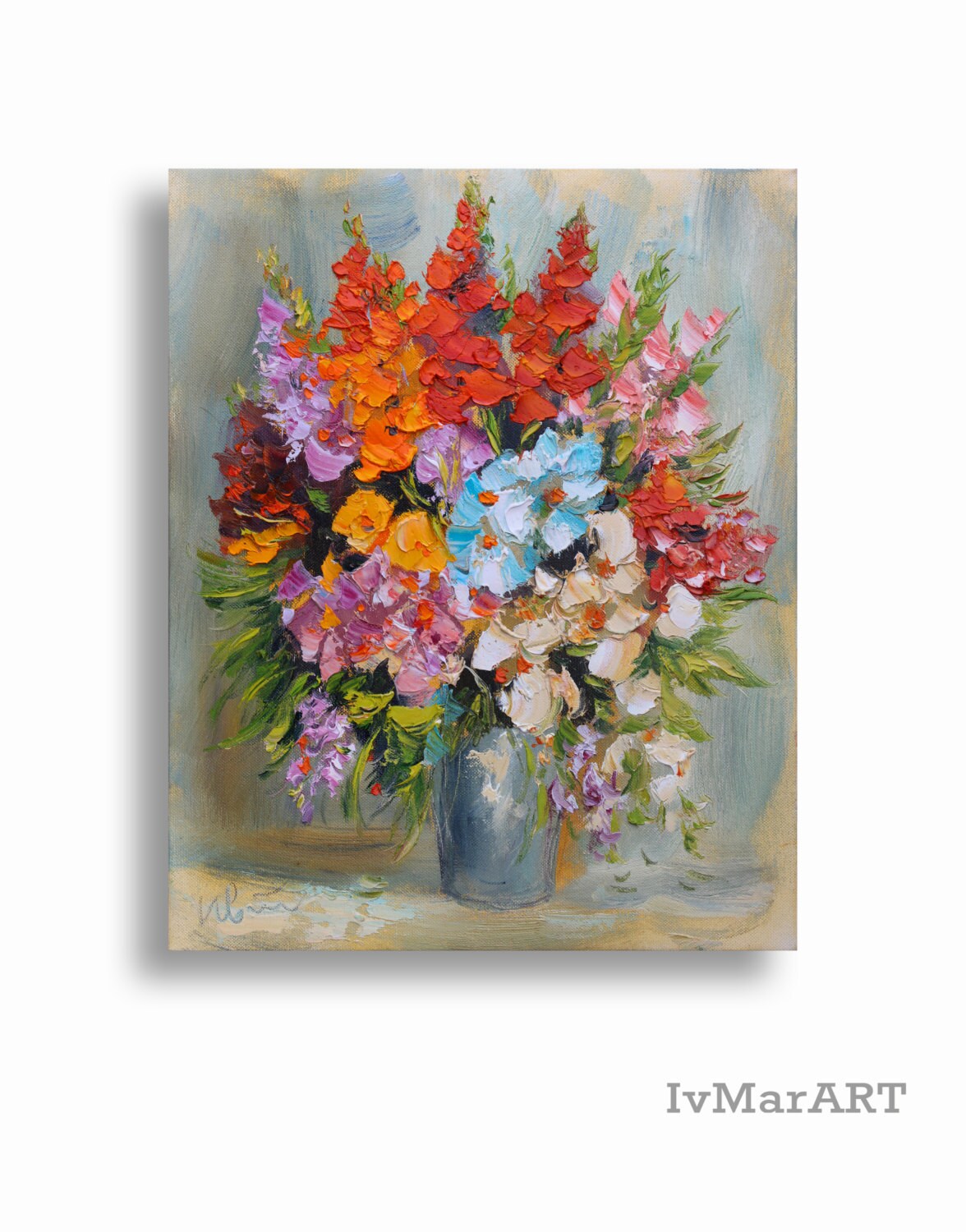 Flower Canvas Print Floral Wall Art Colorful Print Painting | Etsy