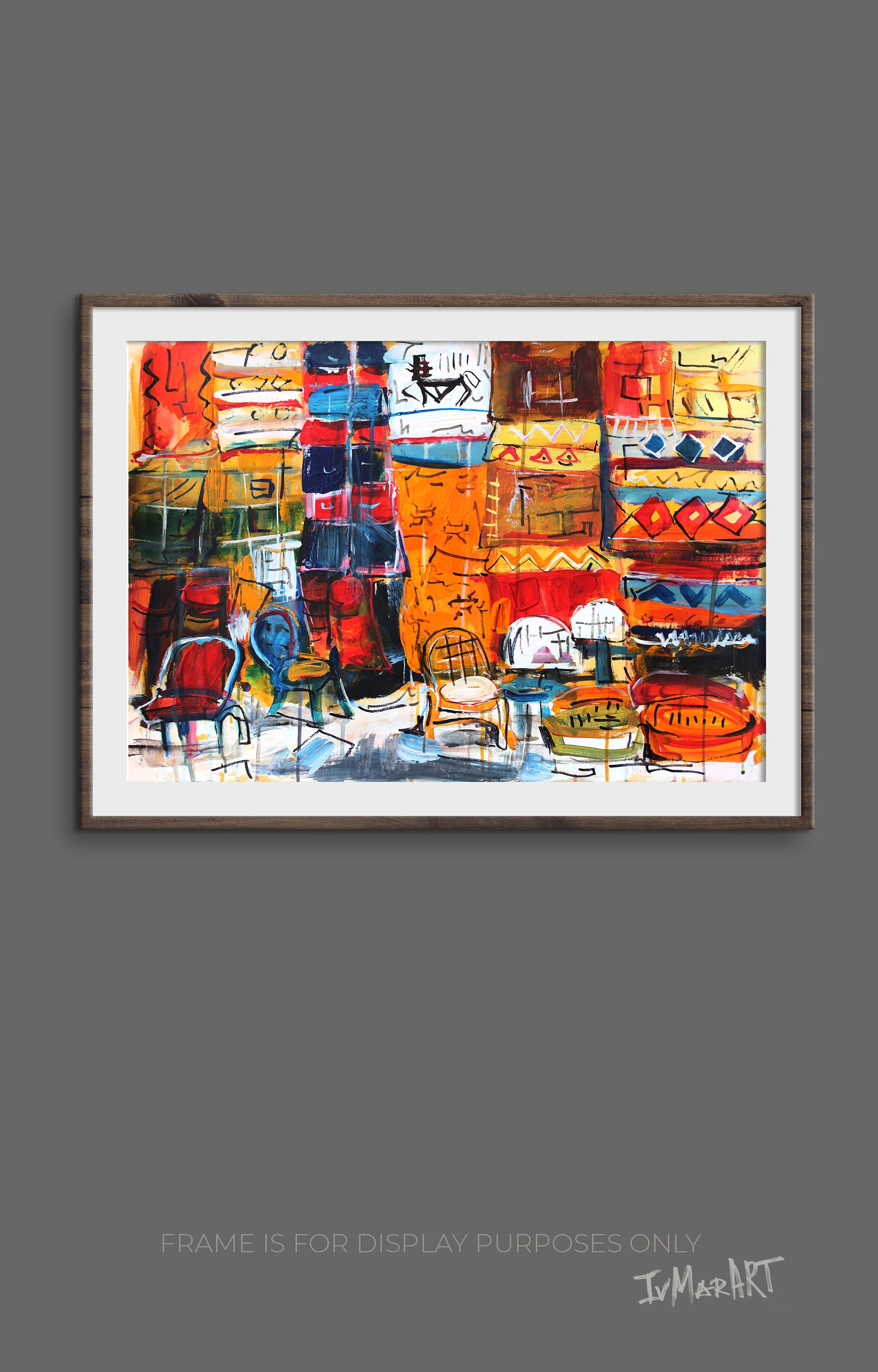 Arabic bazaar Wall art Giclee print Colorful painting | Etsy