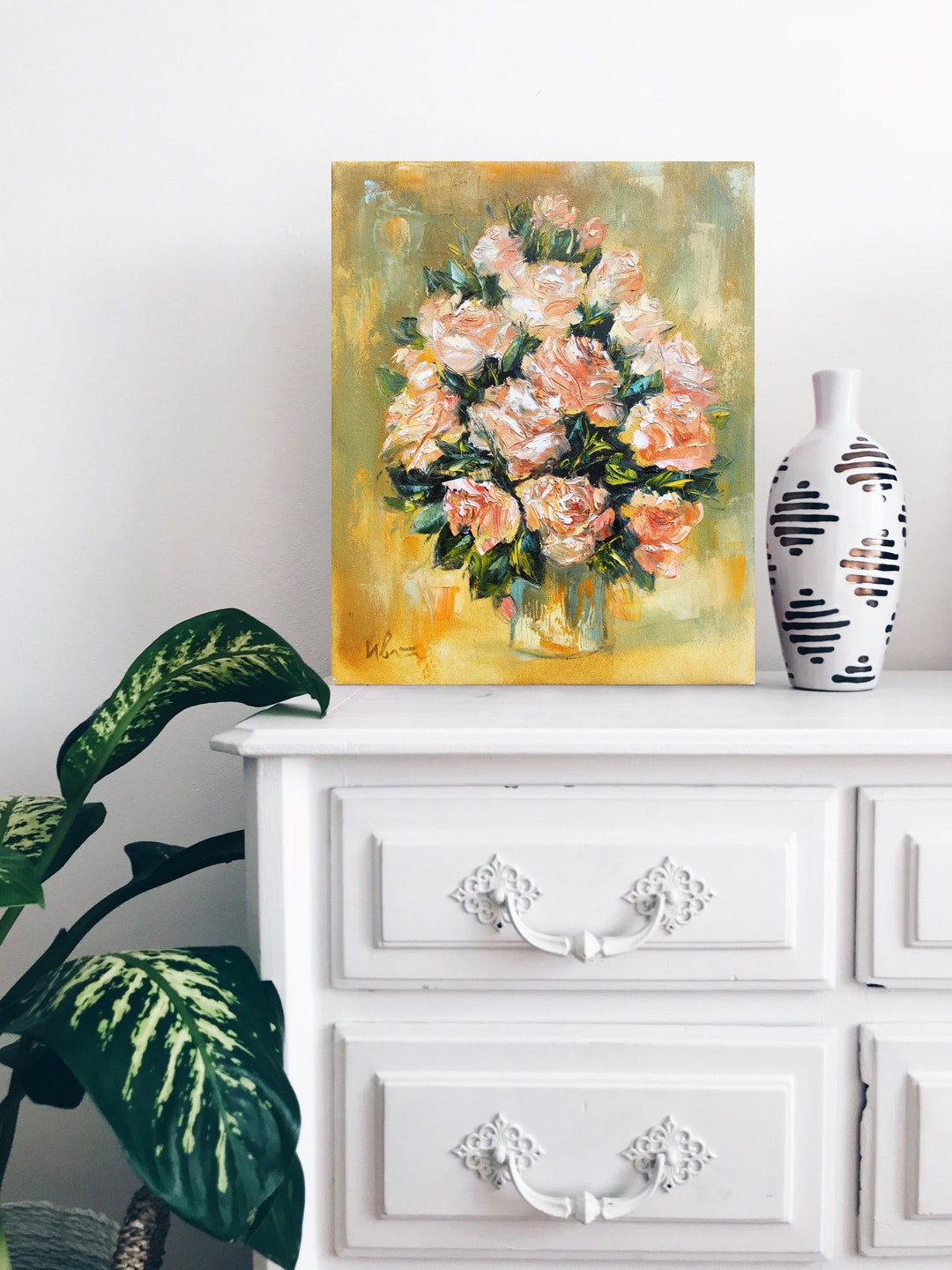 Rose Wall Art, Roses Canvas Print, Floral Wall Hanging, Living Room ...