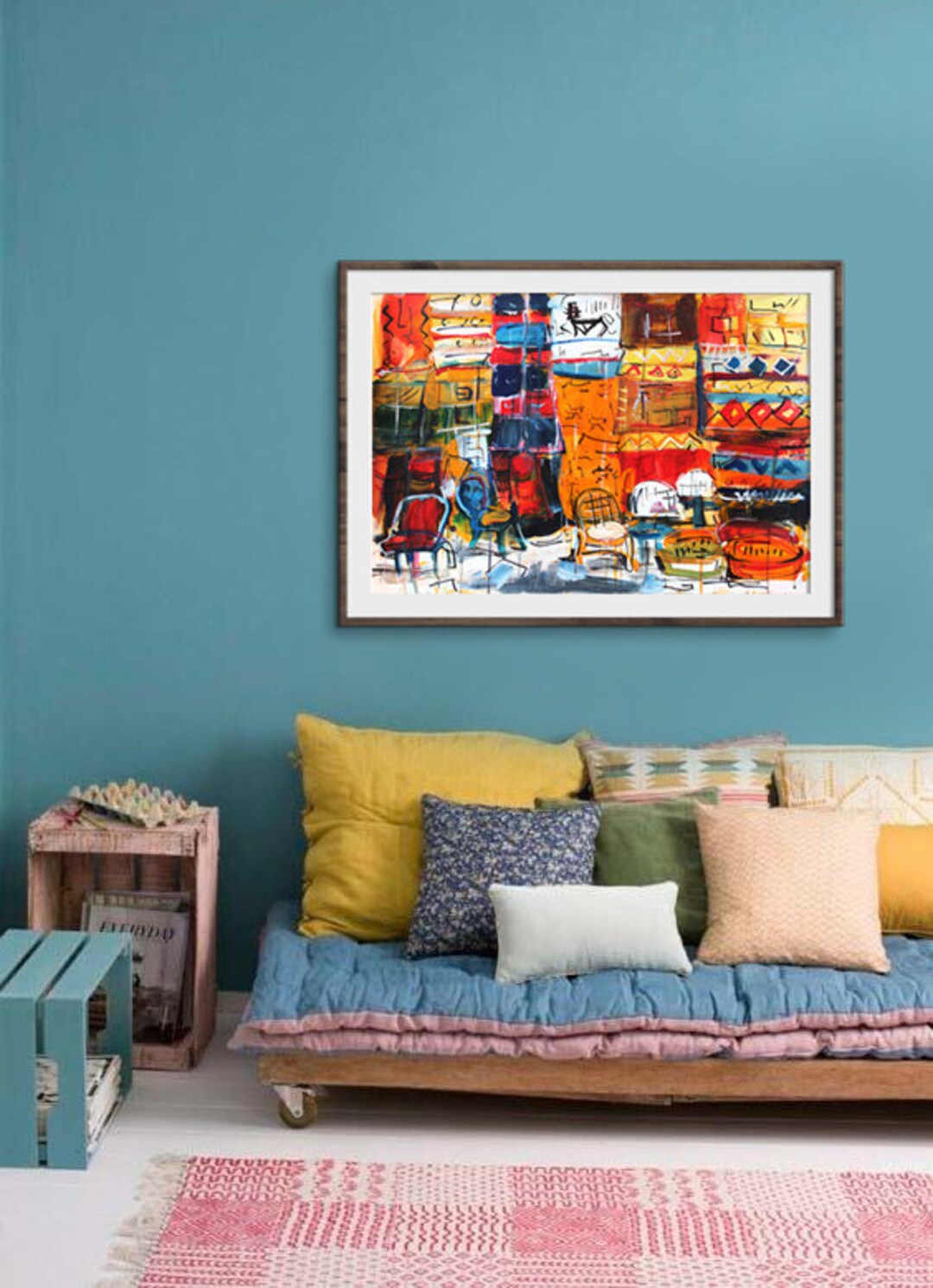 Arabic Bazaar, Wall Art Giclee Print, Colorful Painting, Abstract Art ...