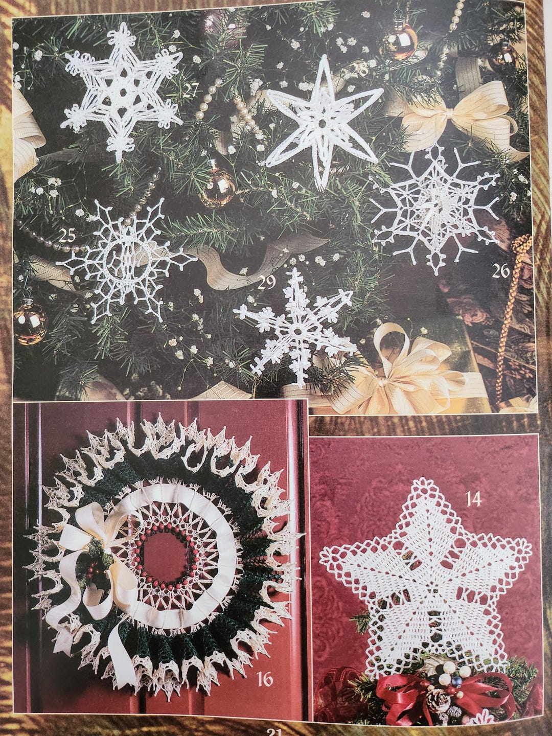 Christmas Crochet Thread Ornaments Pattern Book Angels Wreath Bells ...
