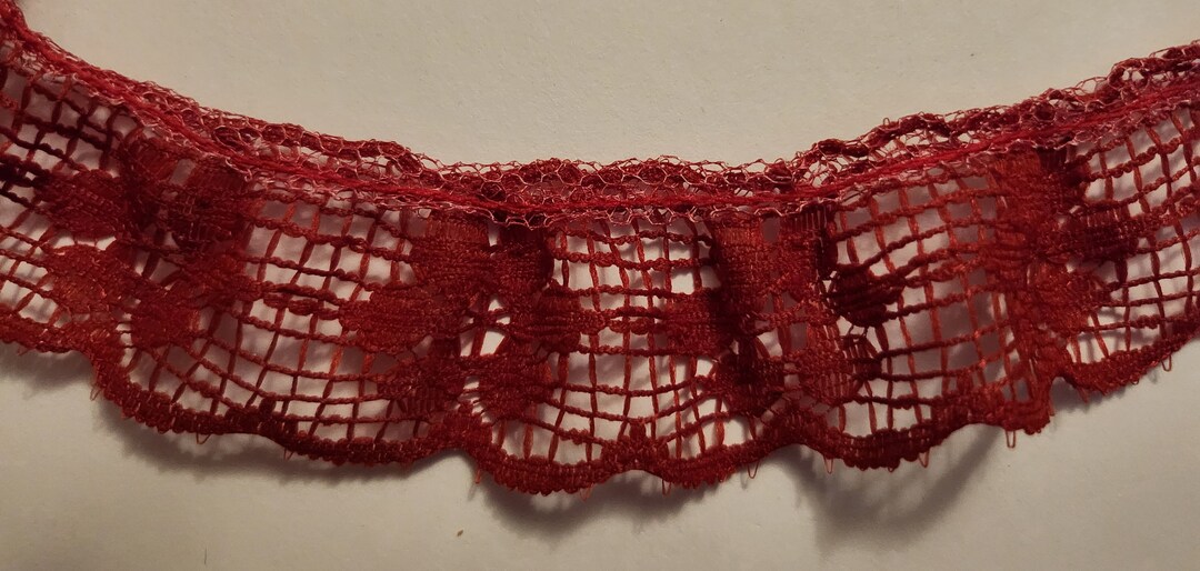 Deep Red Gathered Lace Trim or Edging Measures 4 Yards by 1 Inch - Etsy