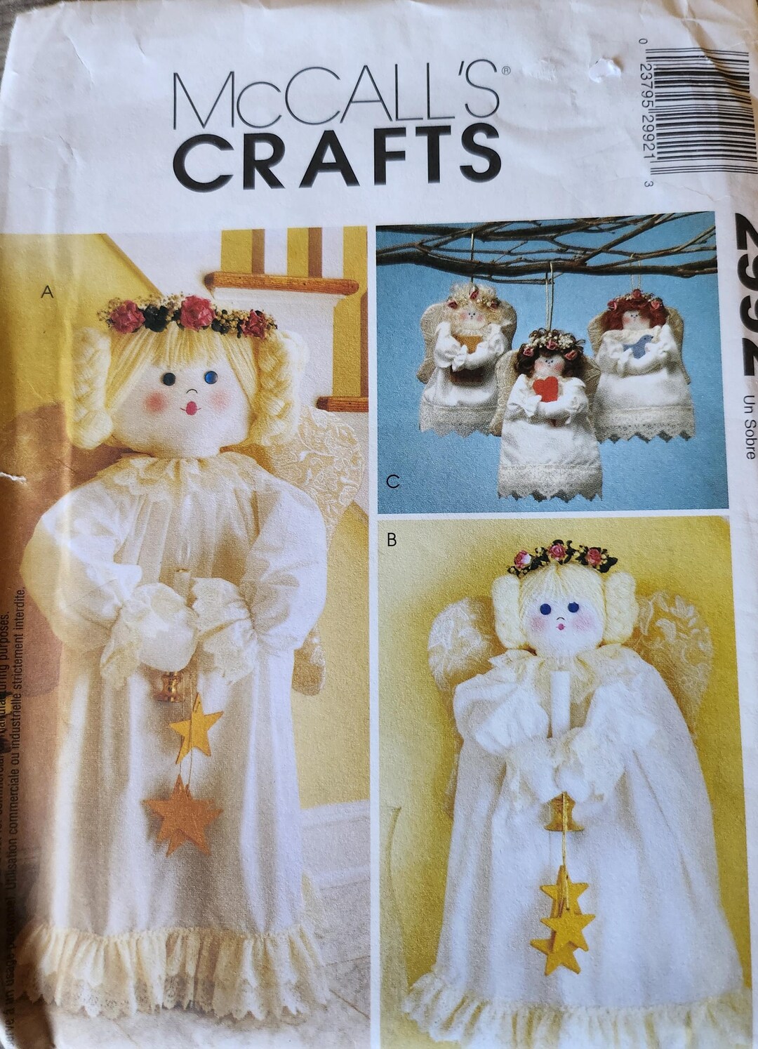 Mccalls Crafts 2962 Angels 20 Inch Wall Hanging 7 Inch Ornaments Sewing ...