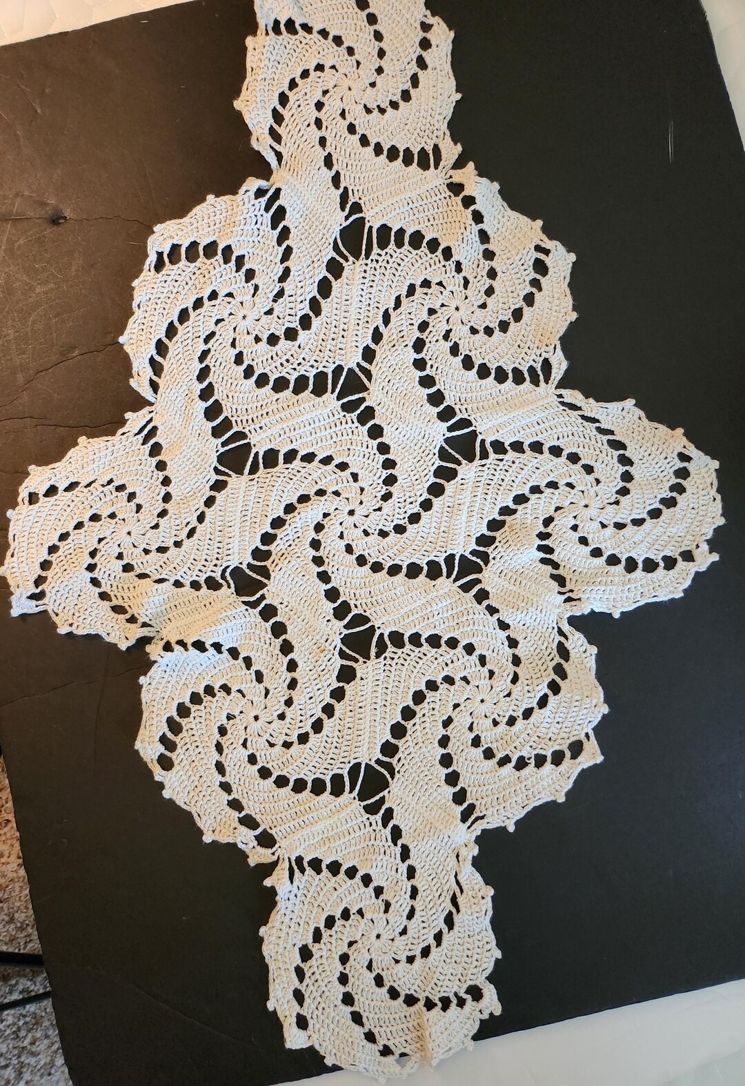 Extra Large Swirl Pattern Ivory Doilie 30 by 19 Inches Handmade - Etsy