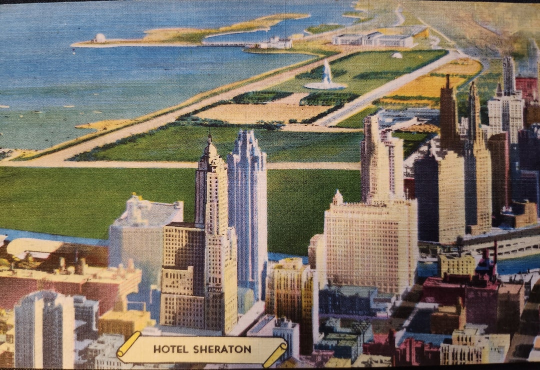 Chicago, Illinois Sheraton Hotel Aerial View Linen Postcard Used - Etsy