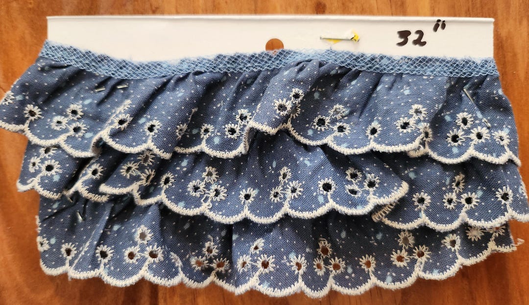 Blue Eyelet Scallop Edged Gathered Trim 32 Inch - Etsy