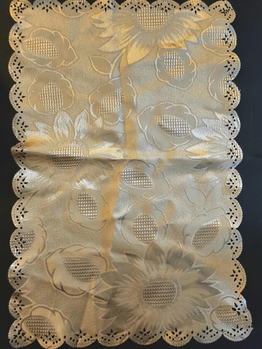 Doilie Gold Satin Like Flower Pattern 12 by 18 Inch - Etsy
