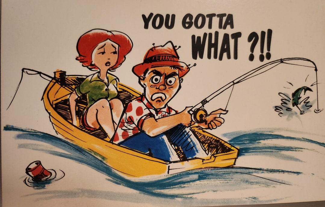 Fishing Themed Comic Postcard Row Boat Illustrated Unused - Etsy