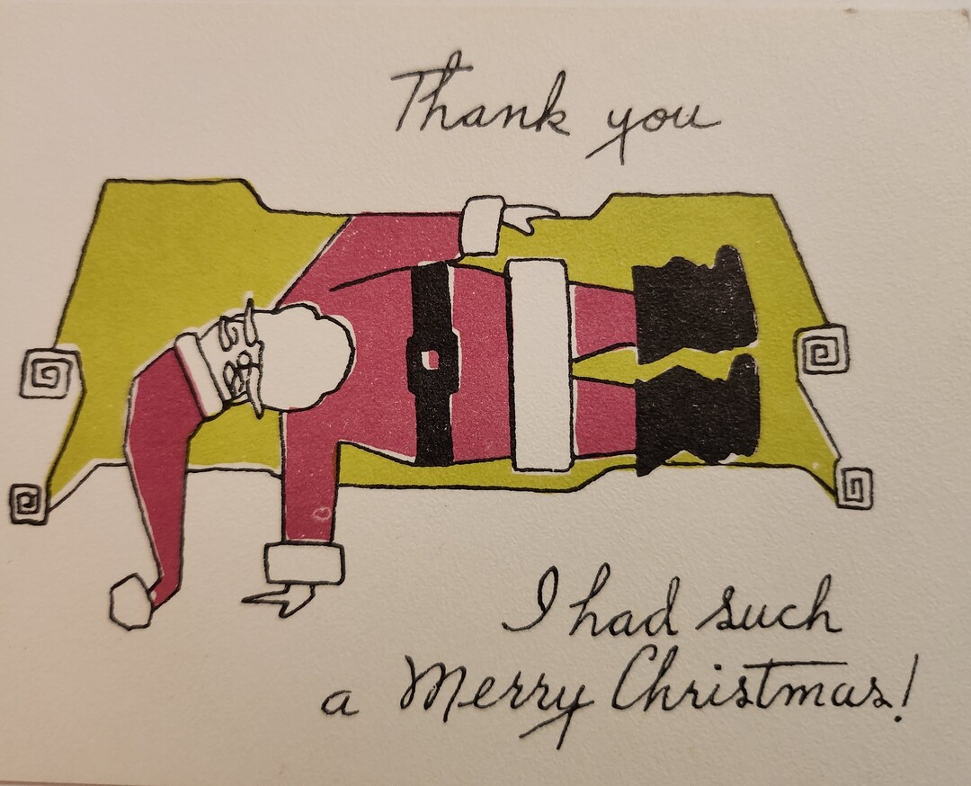Vintage Santa on Beach Towel Thank You Card (3.5x4.5) - Etsy