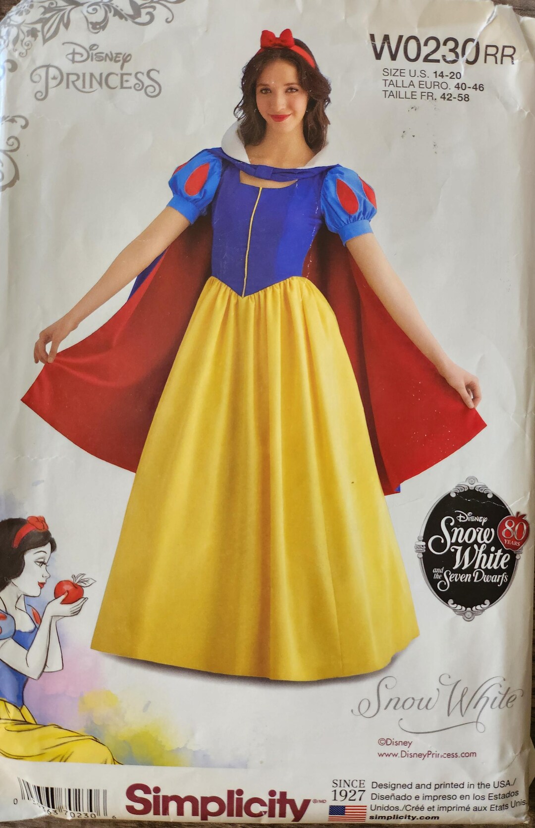 Simplicity W0230 Sewing Pattern Disney Princess Costume Snow White ...