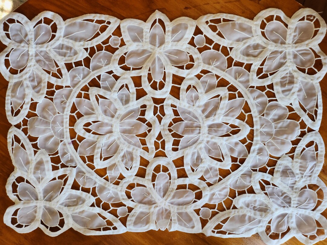 Doilie White Battenburg Lace Floral Pattern 20 by 14 Inch - Etsy