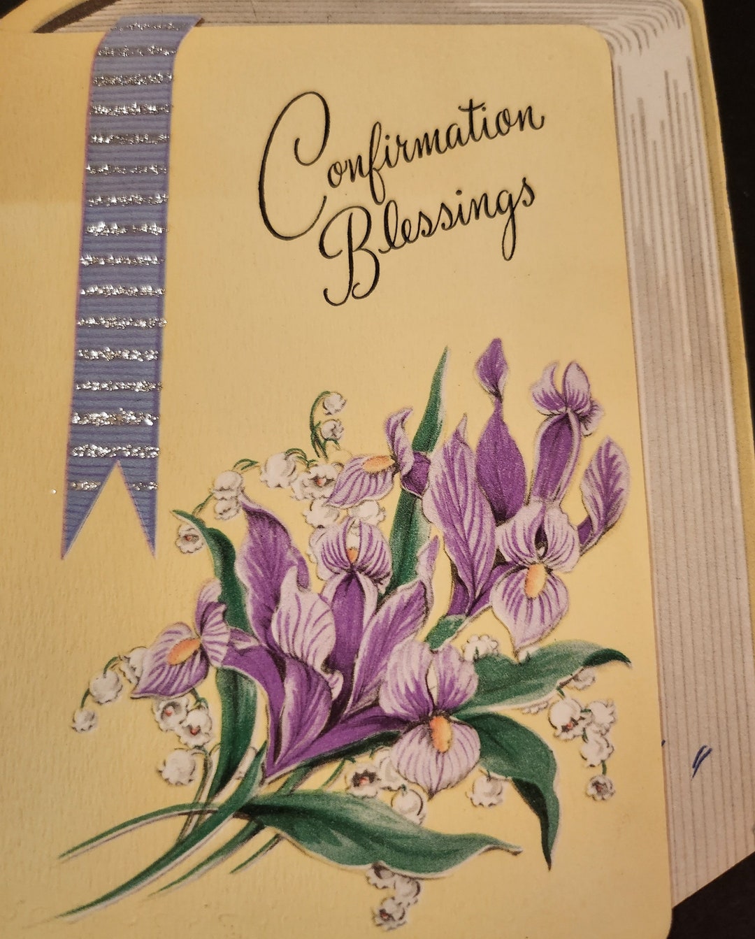 Confirmation Greeting Card Purple Iris Bible 5 by 6 Inch Used - Etsy