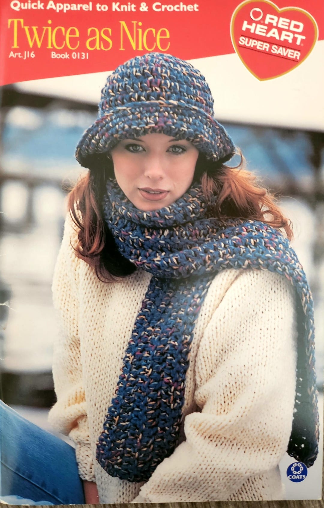Red Heart Knit Crochet Patterns: Hat, Scarf, Sweater - Etsy