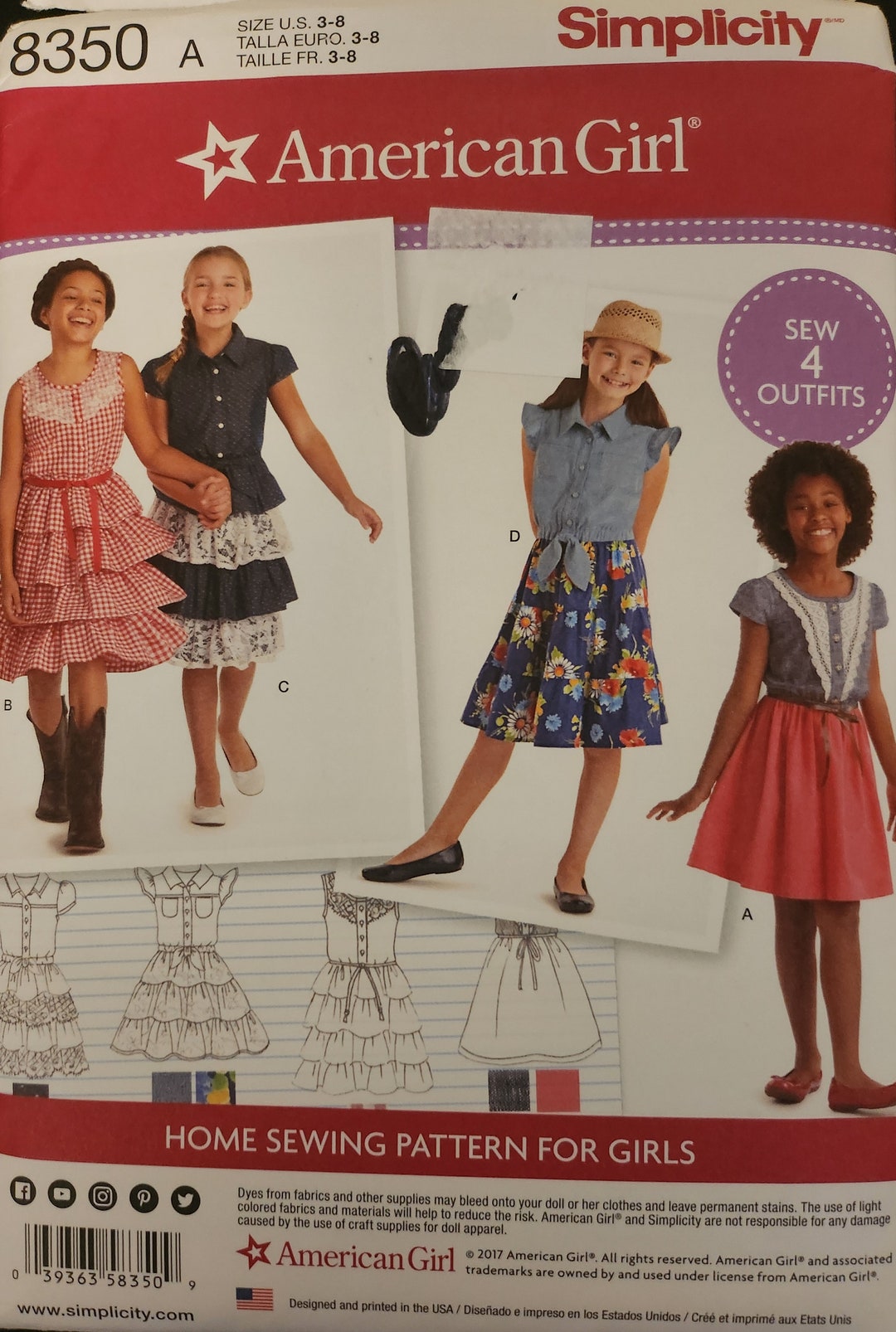 Simplicity 8350 Unused Sewing Pattern American Girl Childs Dress - Etsy