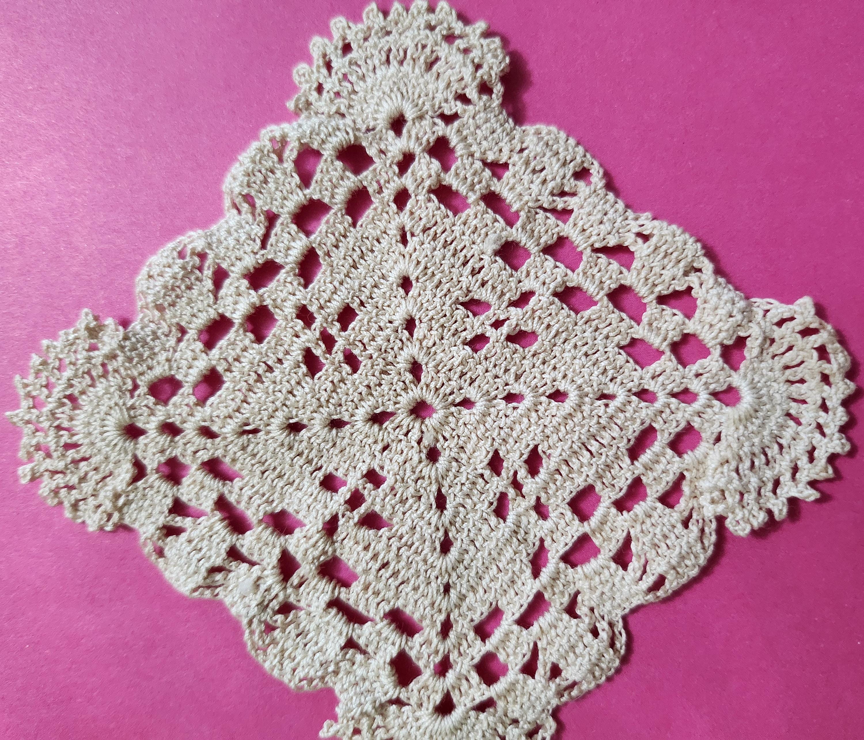 Ivory Diamond Shape Handmade 4 Inch Doilie - Etsy