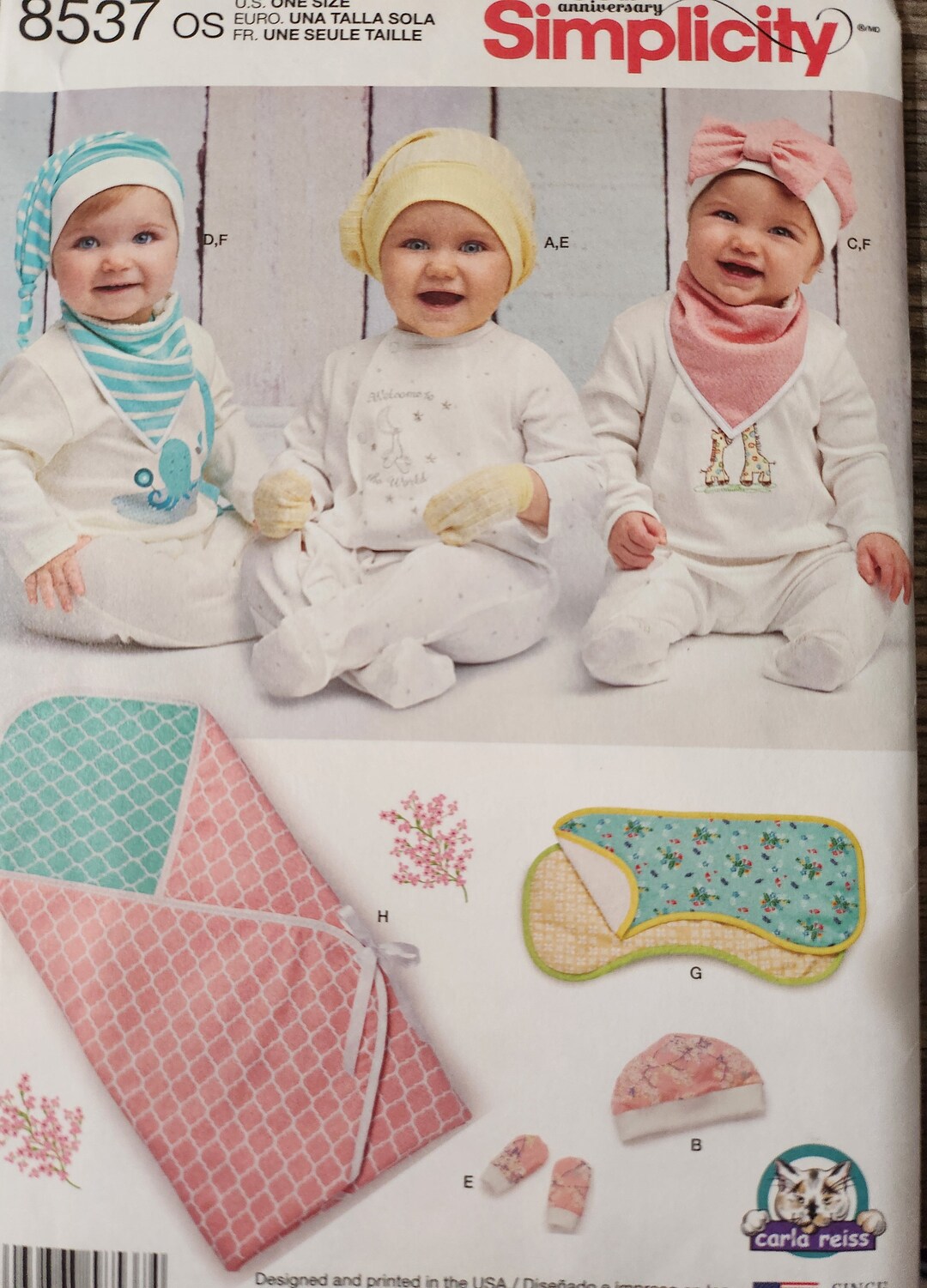 Simplicity Sewing Pattern 8537 Baby Layette: Burp Cloth, Swaddle ...
