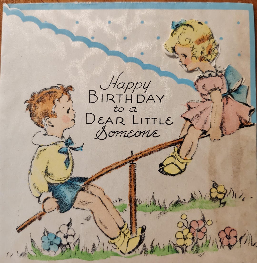 Happy Birthday "to A Little Someone" Children on Teeter Totter 4 Inch ...