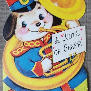 Get Well Card Dog Playing Tuba Unused 1960s - Etsy