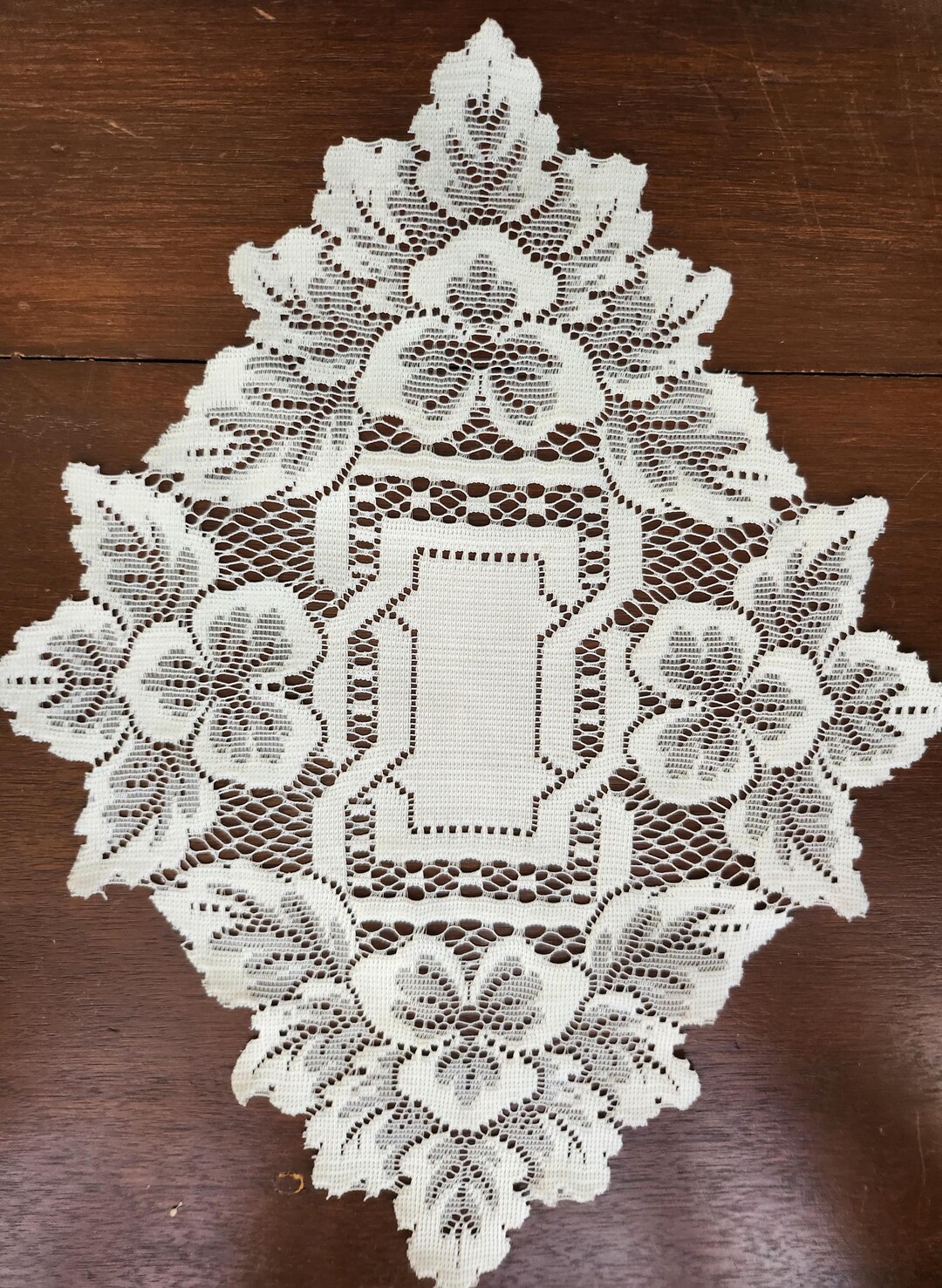 Ivory Lace Leaf and Floral Pattern Diamond Shape Doilie 9 by 11 Inch - Etsy
