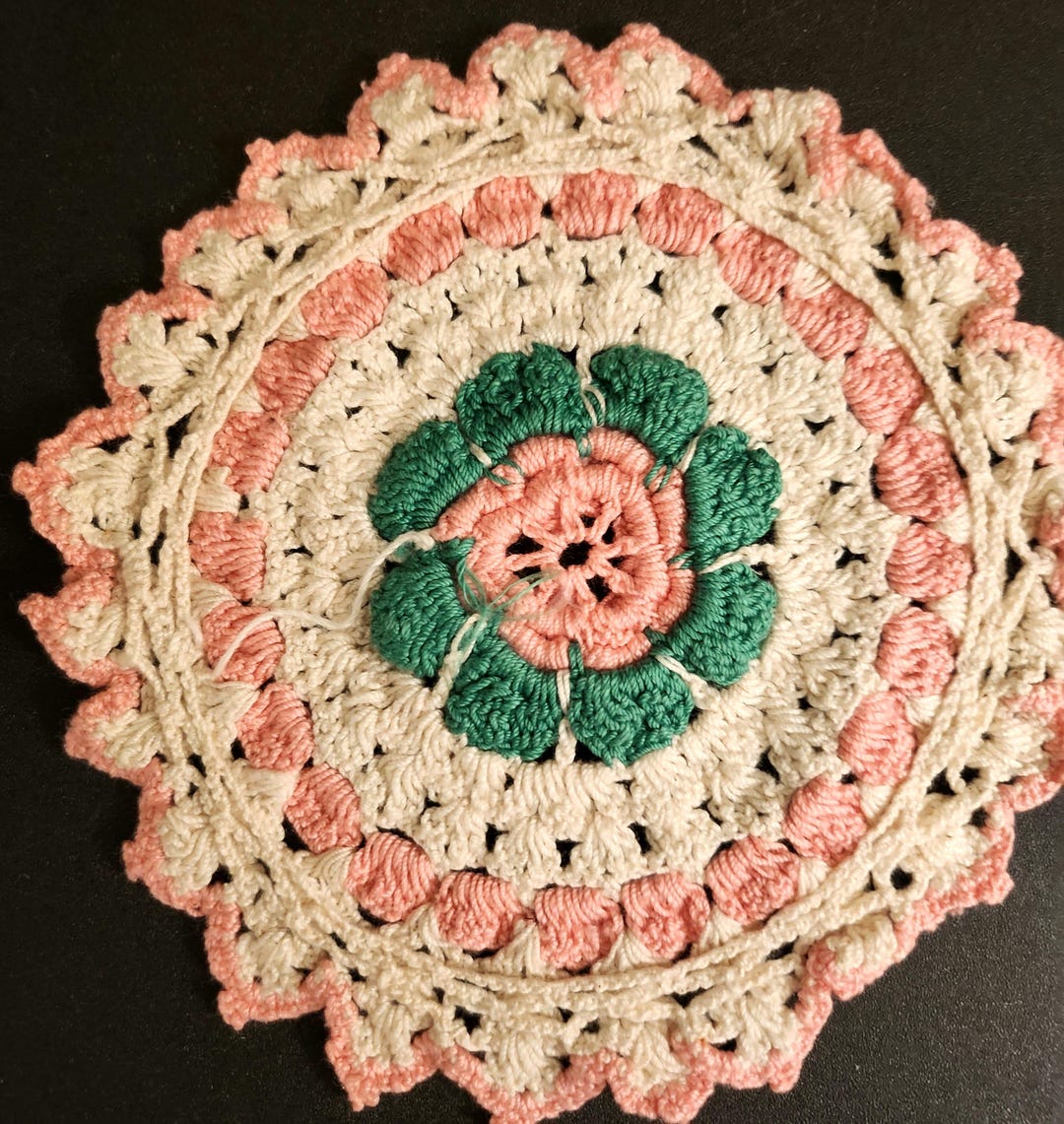 Hot Pad Pink and Green Flower Pattern Handmade 6 Inch - Etsy
