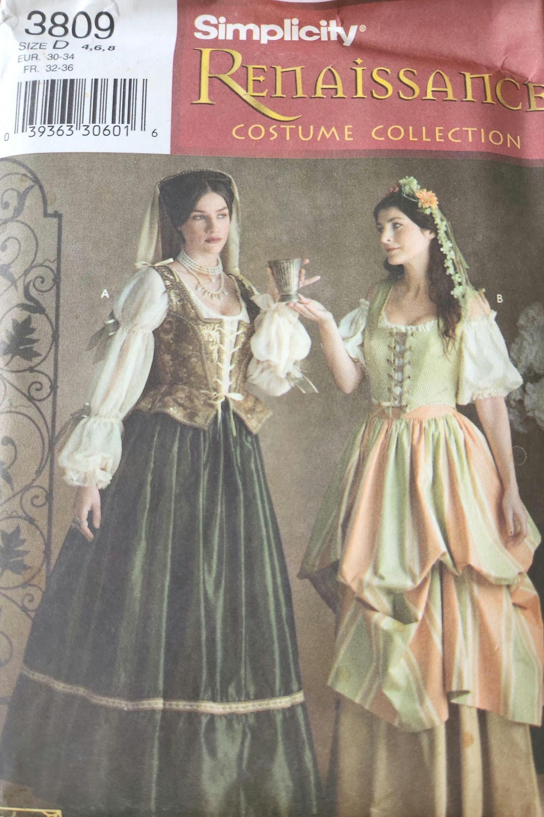 Simplicity 3809 Renaissance Costume Collection Dress Pattern Factory ...