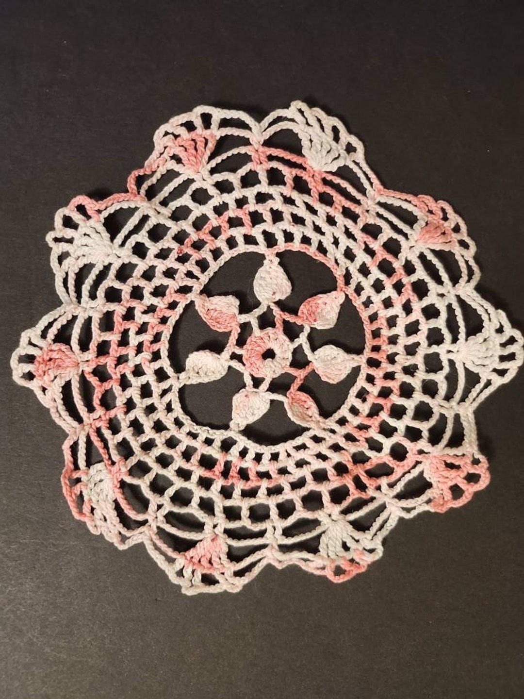 Handmade Pink and White Doilie 7 Inches - Etsy
